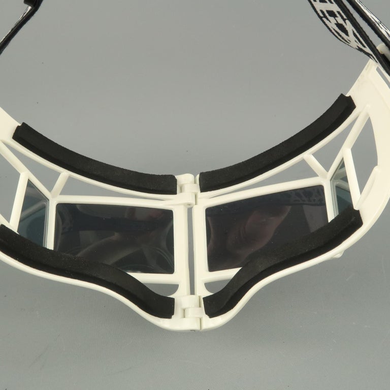KTZ by Linda Farrow White Geometric Mask Goggle Sunglasses at 1stDibs