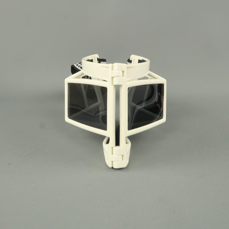 KTZ by Linda Farrow White Geometric Mask Goggle Sunglasses at 1stDibs