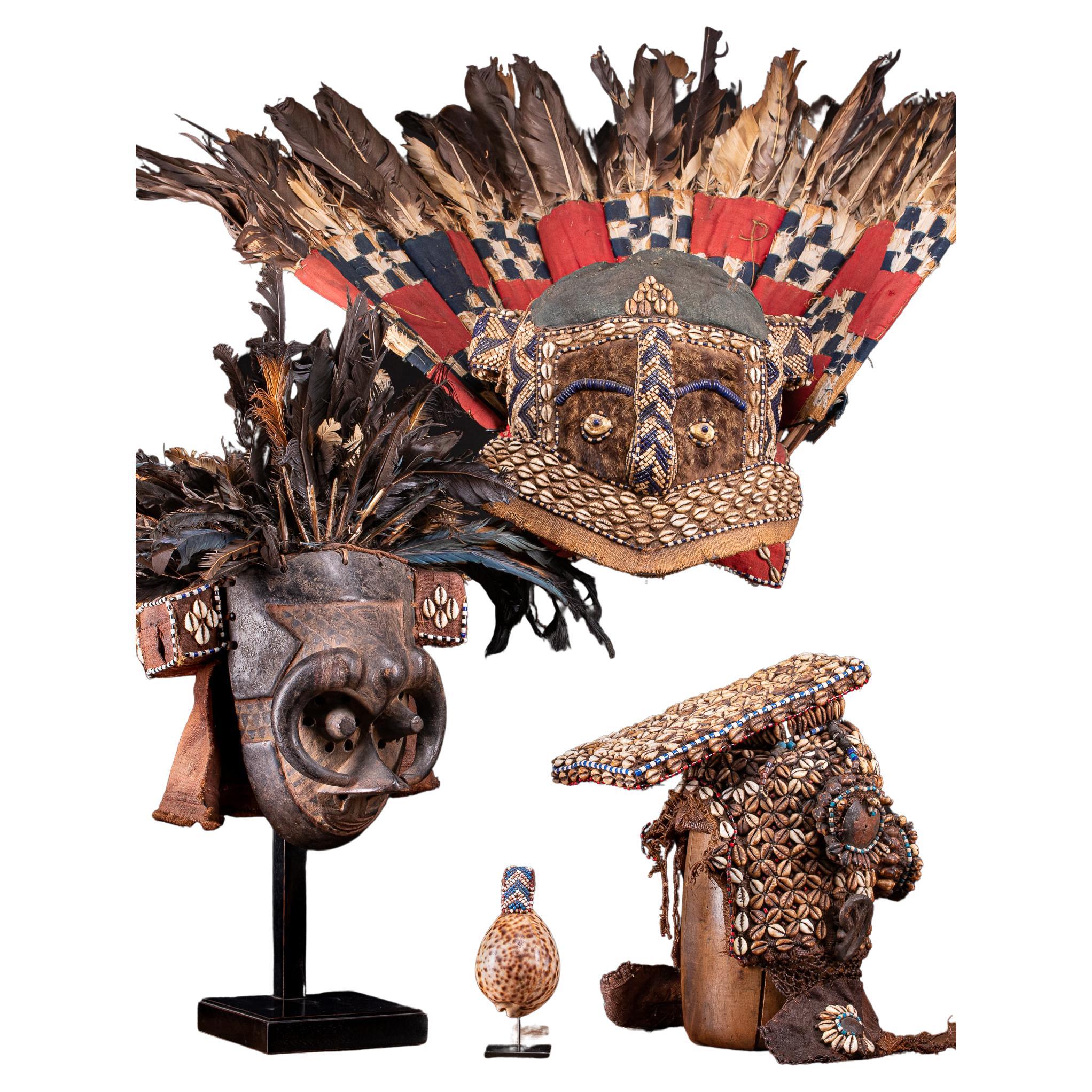 Kuba Mask African Bwoom Tribal Congo in Wood, Vibrates Vegetables ...