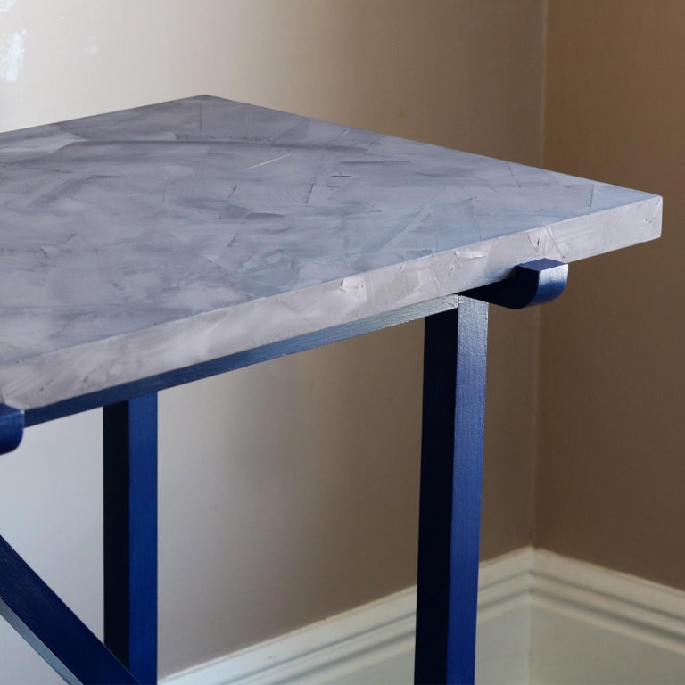 Kudra Wood Console Table With Aubergine Purple Textured Top And Ink ...