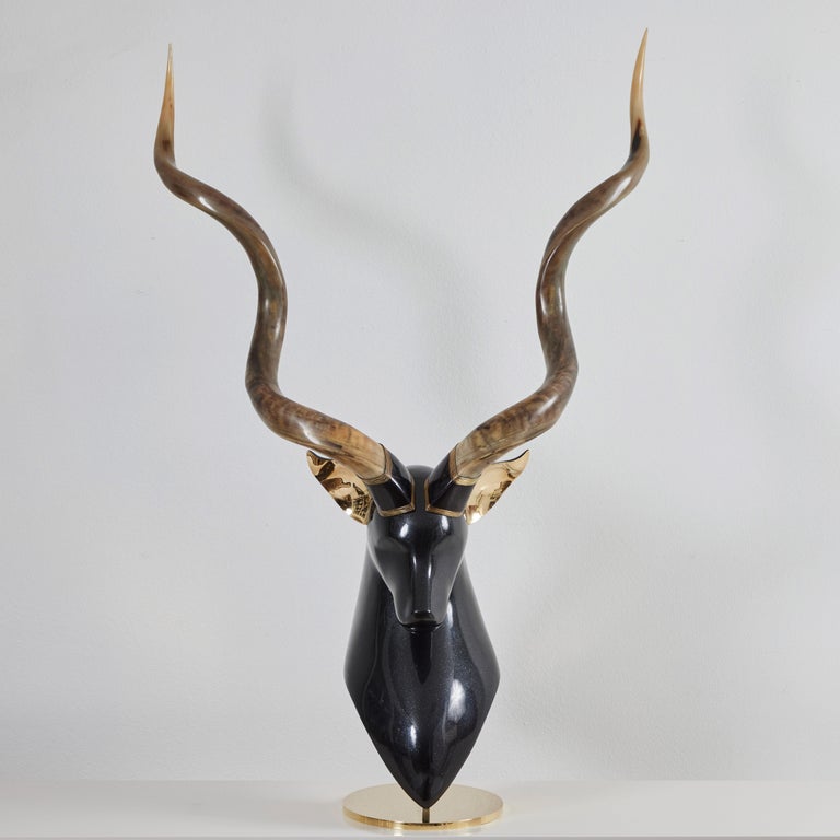 Kudu Staghorn Sculpture by Roberto Esteves for Karl Springer at 1stDibs