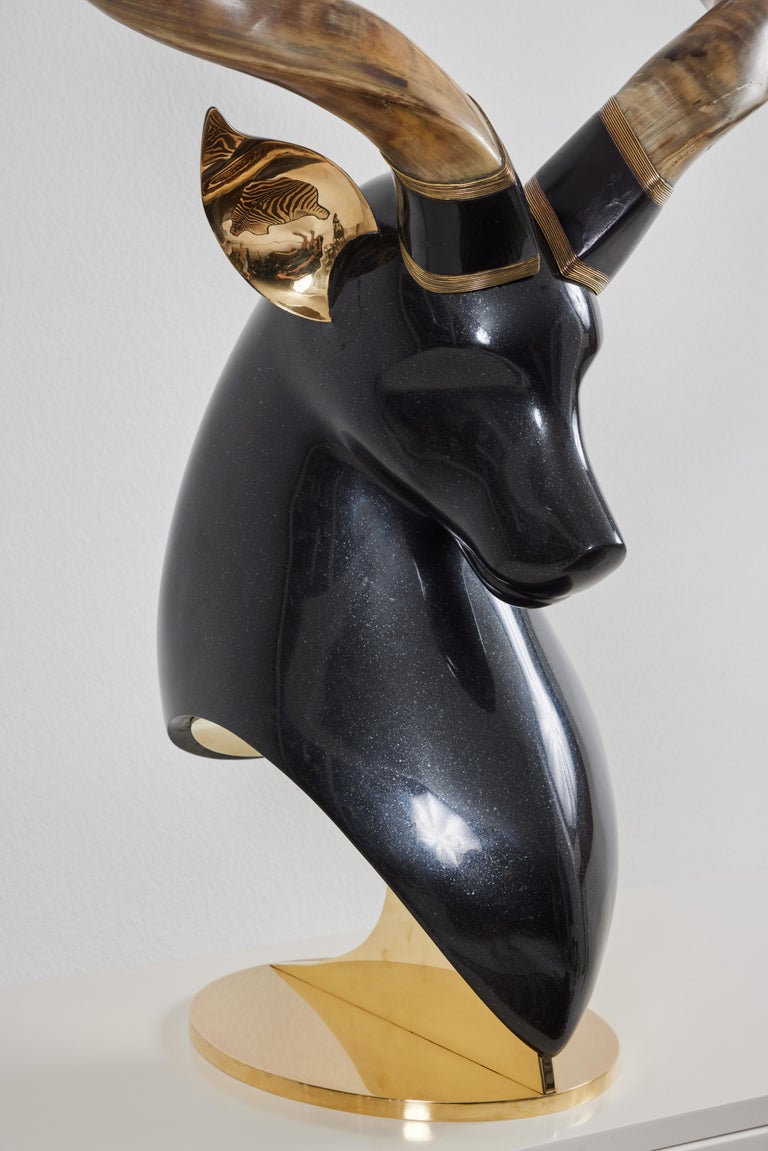 Kudu Staghorn Sculpture by Roberto Esteves for Karl Springer at 1stDibs