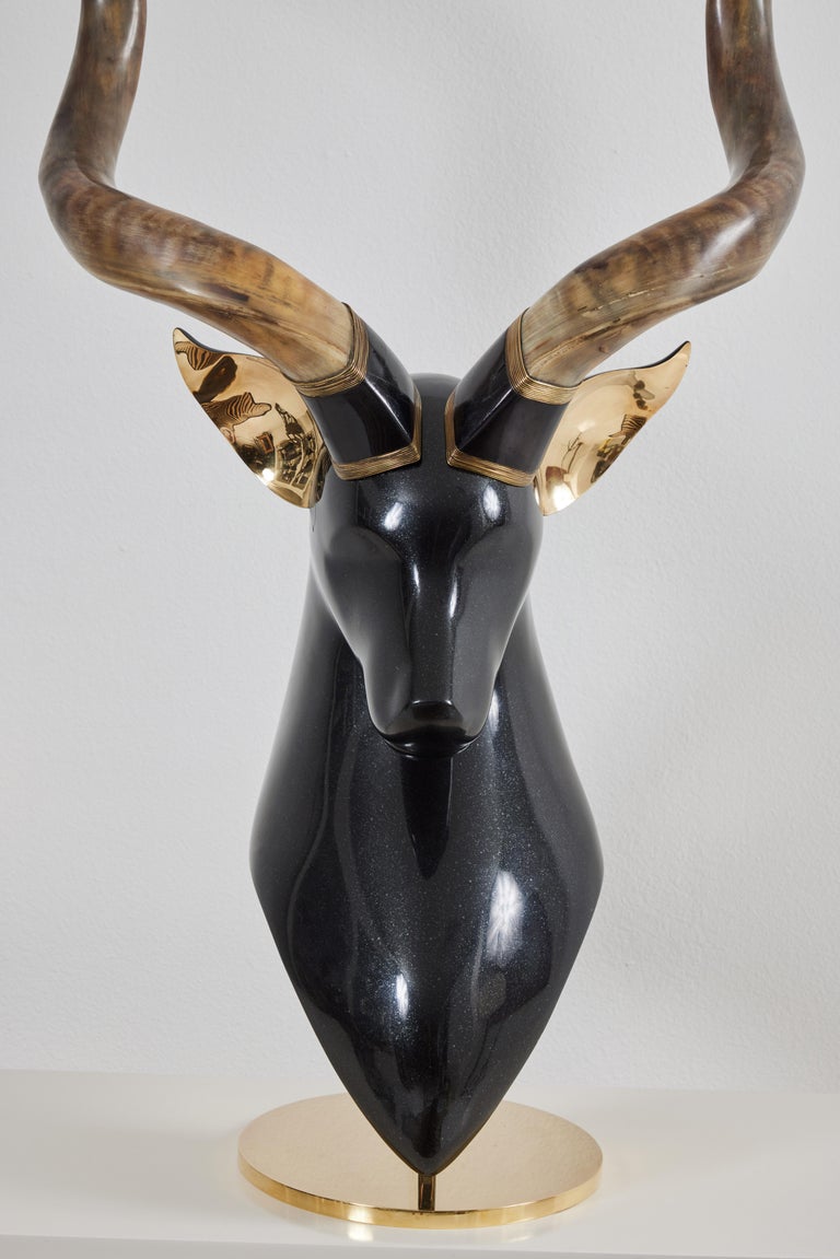 Kudu Staghorn Sculpture by Roberto Esteves for Karl Springer at 1stDibs
