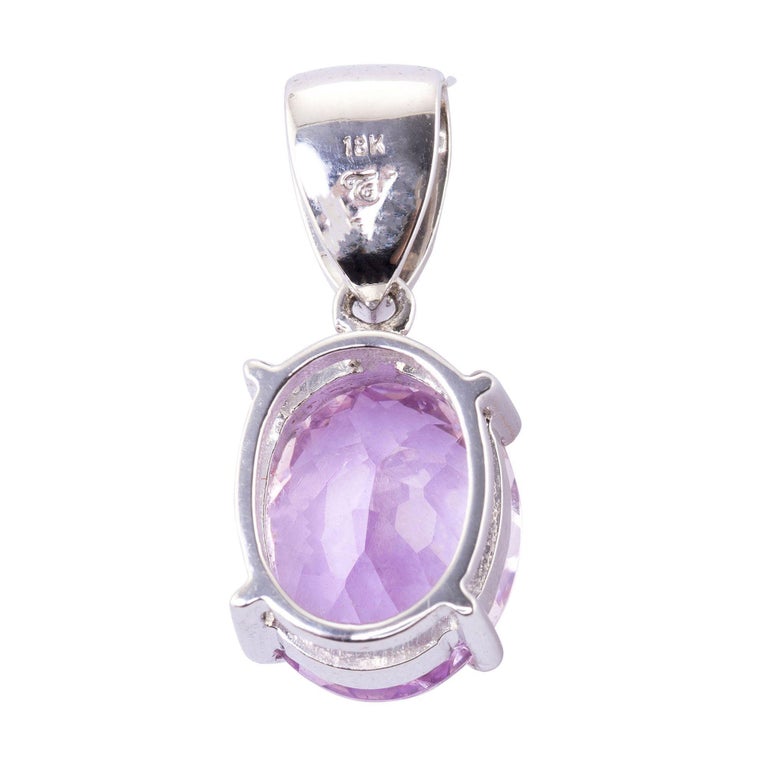 Kunzite 18K White Gold Pendant For Sale at 1stDibs