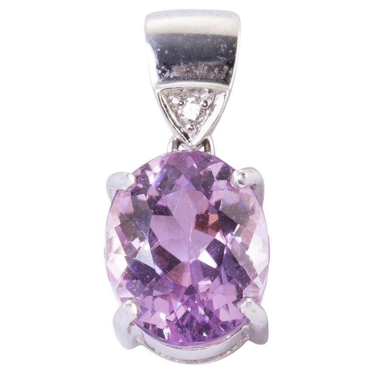 Kunzite 18K White Gold Pendant For Sale at 1stDibs