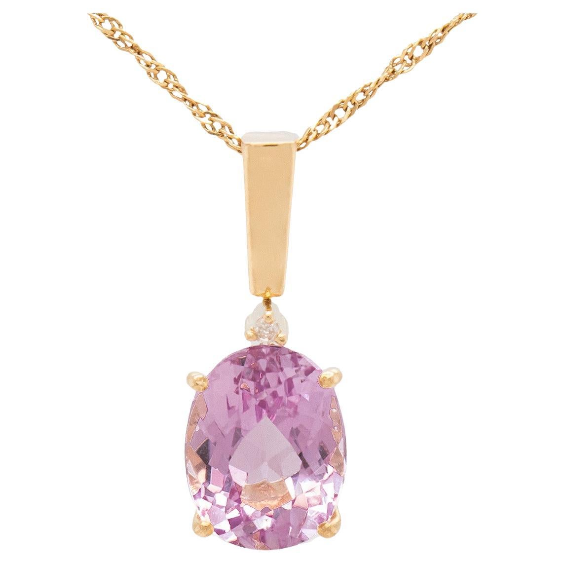 Kunzite and 18k Yellow Gold Pendant (P13820n) For Sale at 1stDibs