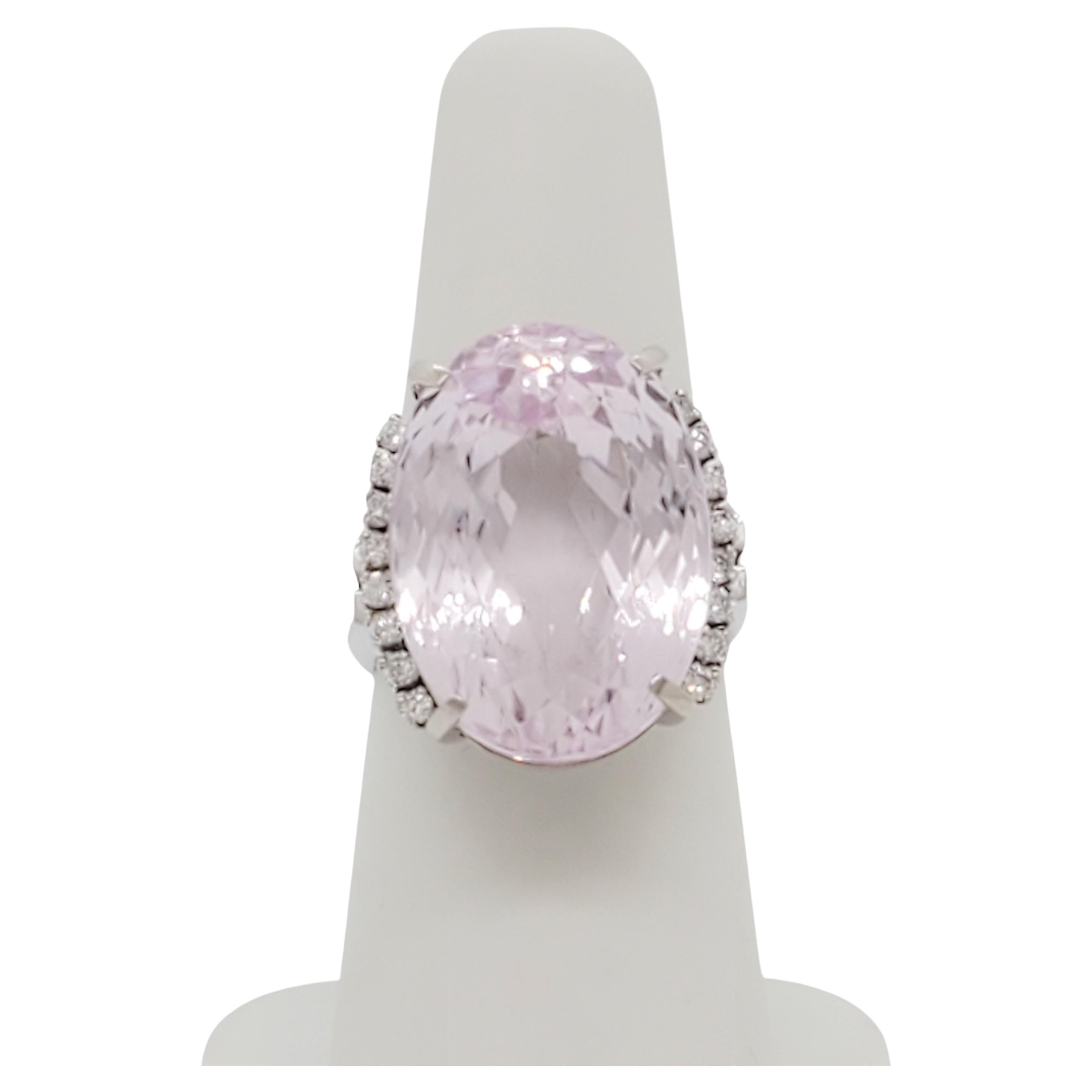 Very Large Kunzite and Diamond Platinum Ring at 1stDibs