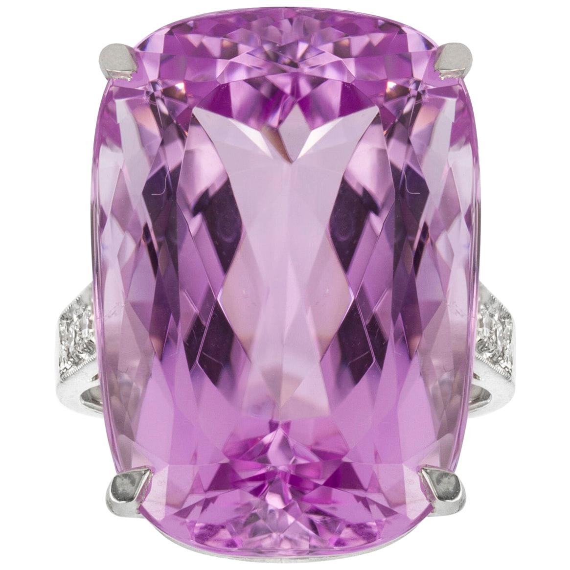 Kunzite Pink Sapphire Diamond Gold Cocktail Ring at 1stDibs