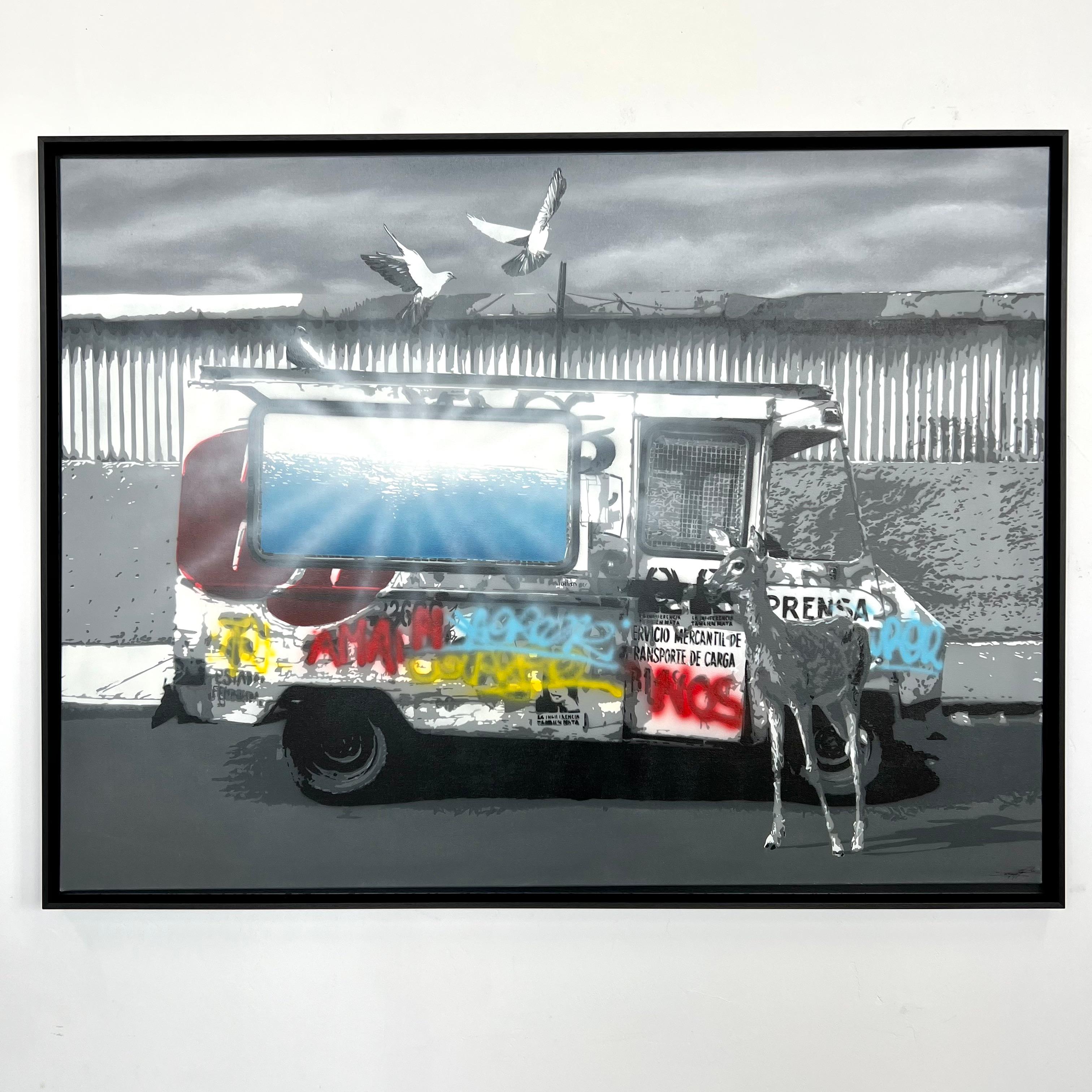 Kurar - Lienzo estarcido con pintura en spray del artista callejero ...