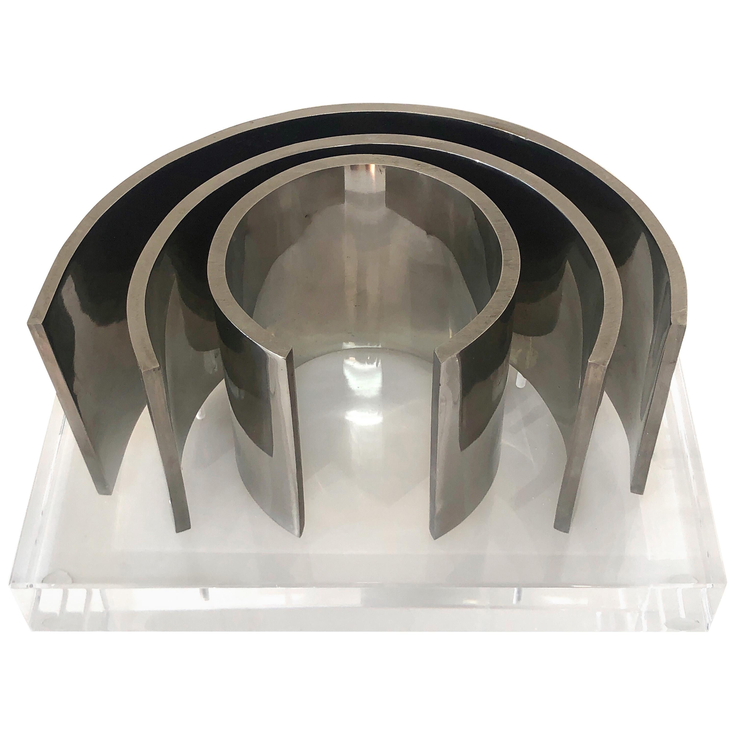 Alata Cubus Polished Stainless Steel Abstract Sculpture For Sale at 1stDibs