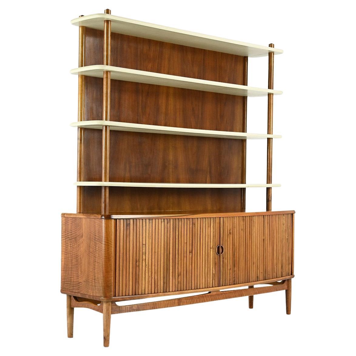 Claro Walnut wall mounted cabinet/desk with three drawers at 1stDibs