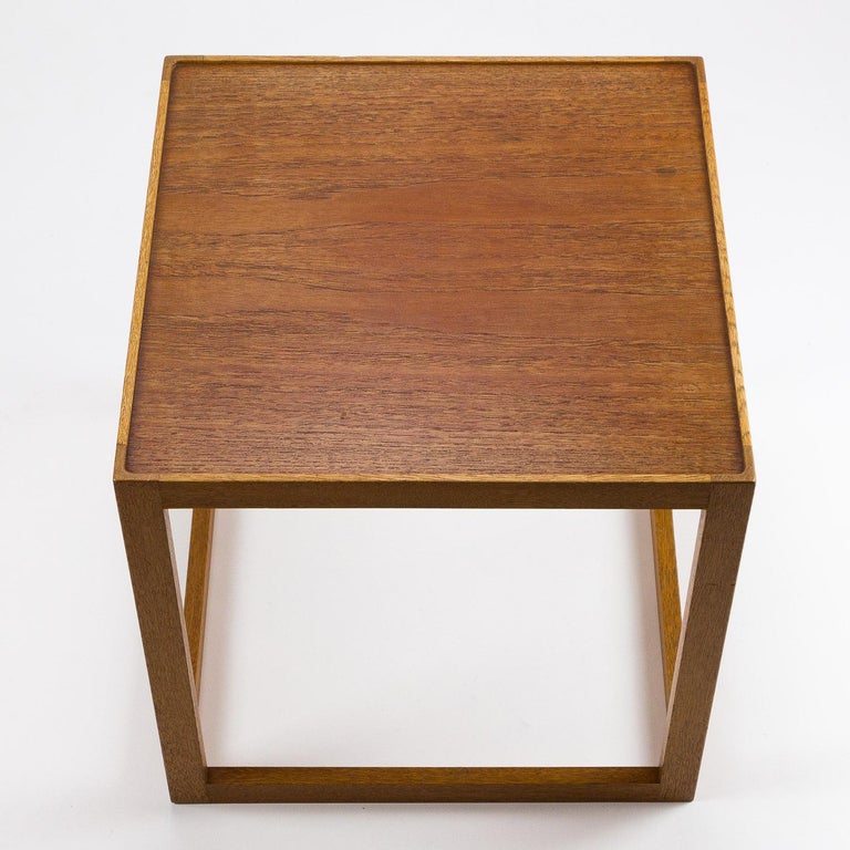 Kurt Østervig Cube Side Table in Oak and Teak by Børge Bak, Denmark ...