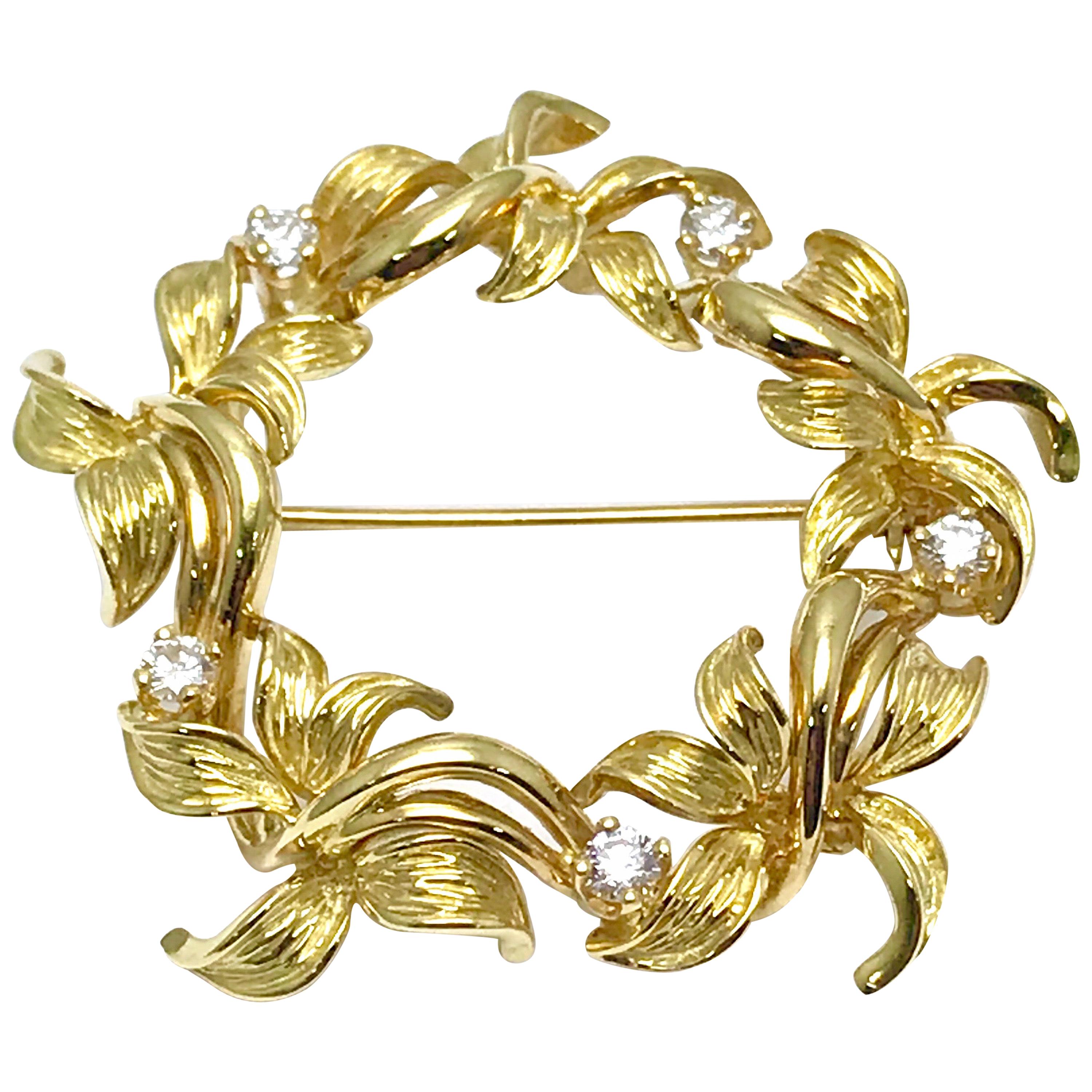 Kurt Wayne .40 Carat Round Brilliant Diamond Lilly Circle Brooch at 1stDibs