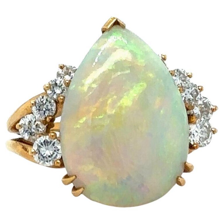Kurt Wayne Designer 18 Karat Yellow Gold Fiery Opal and Diamond Ring ...