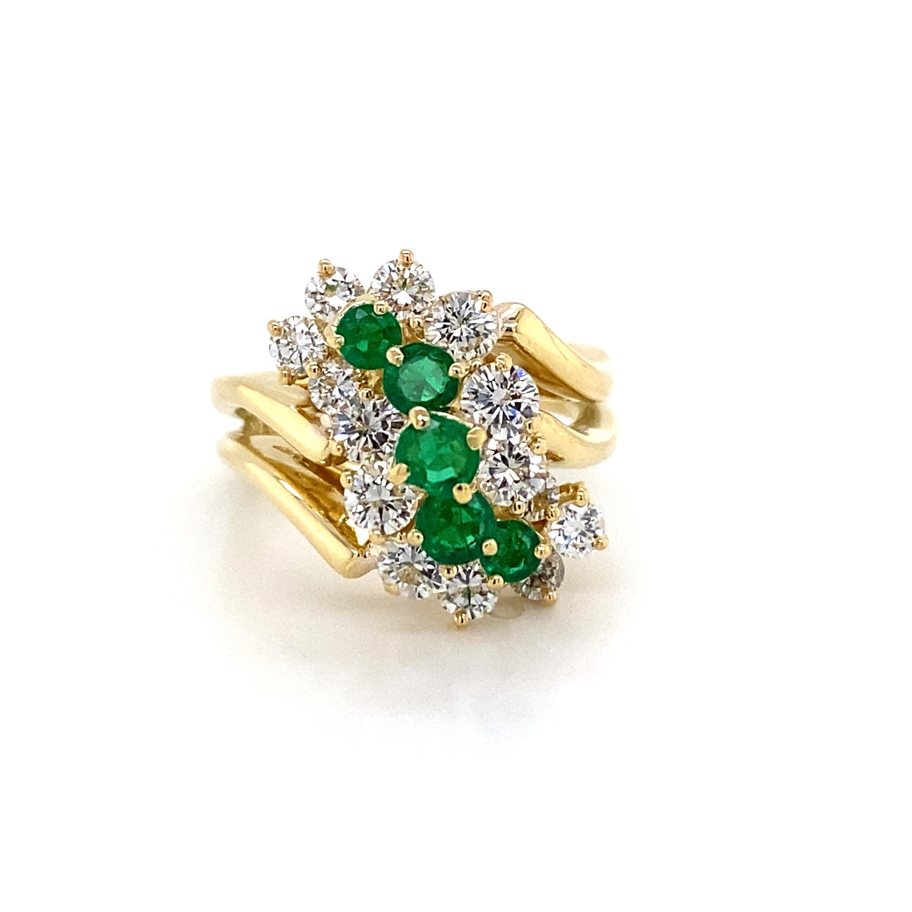 Kurt Wayne Emerald Diamond 18k Yellow Gold Ring For Sale at 1stDibs