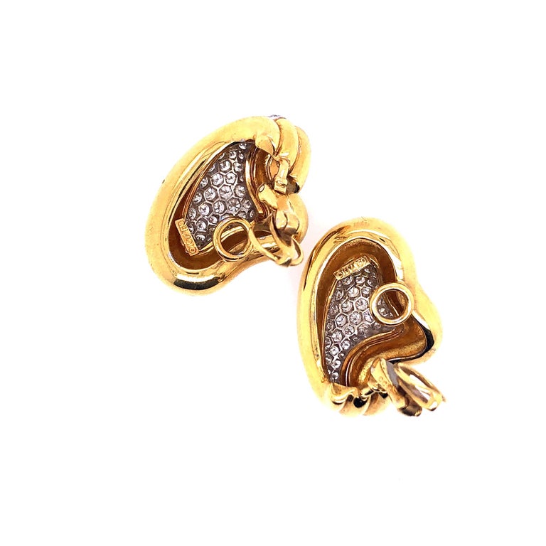 Kurt Wayne Yellow Gold and Diamond Pave Earrings For Sale at 1stDibs