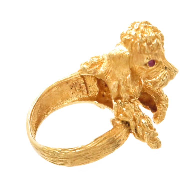Kurt Wayne Yellow Gold and Gem Set Whimsical Poodle Dog Ring at 1stDibs ...