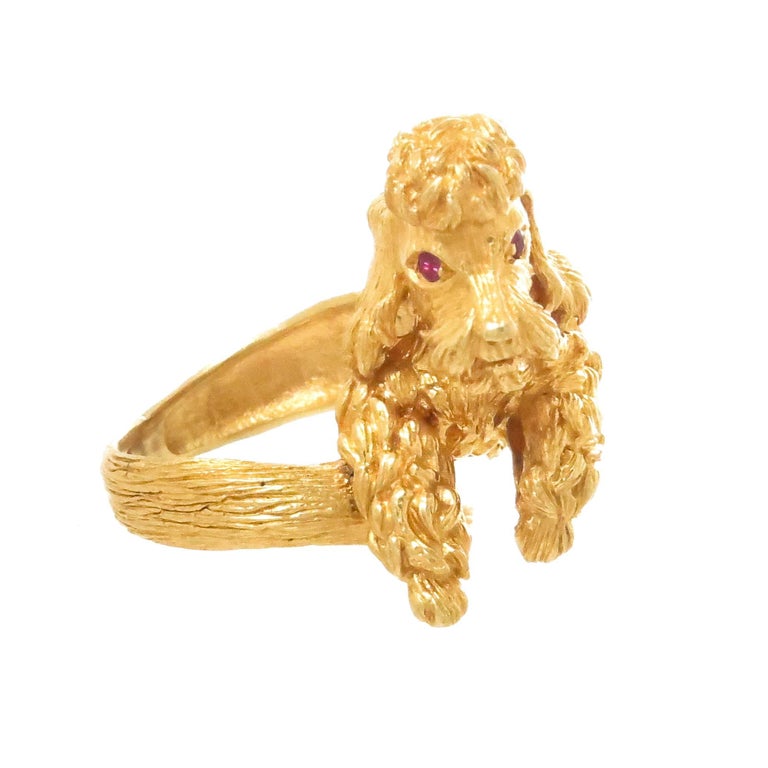 Kurt Wayne Yellow Gold and Gem Set Whimsical Poodle Dog Ring at 1stDibs ...