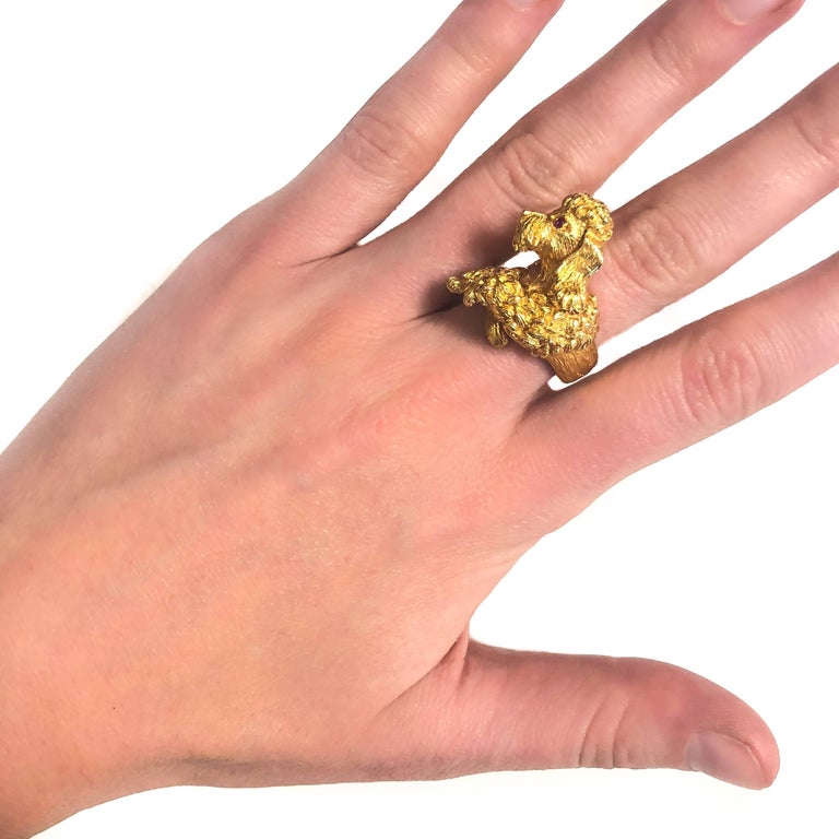 Kurt Wayne Yellow Gold and Gem Set Whimsical Poodle Dog Ring at 1stDibs ...