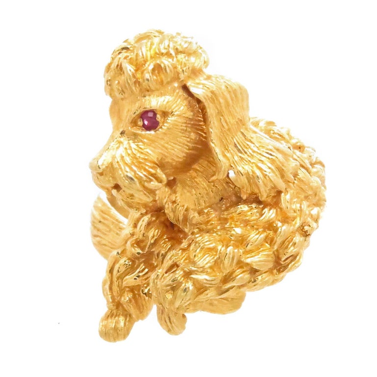 Kurt Wayne Yellow Gold and Gem Set Whimsical Poodle Dog Ring at 1stDibs ...