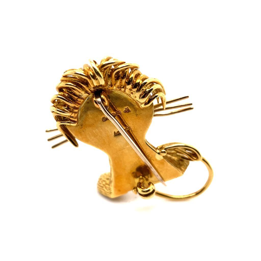 Kutchinsky 18 Karat Yellow Gold, Ruby, Emerald and Diamond Lion Brooch ...