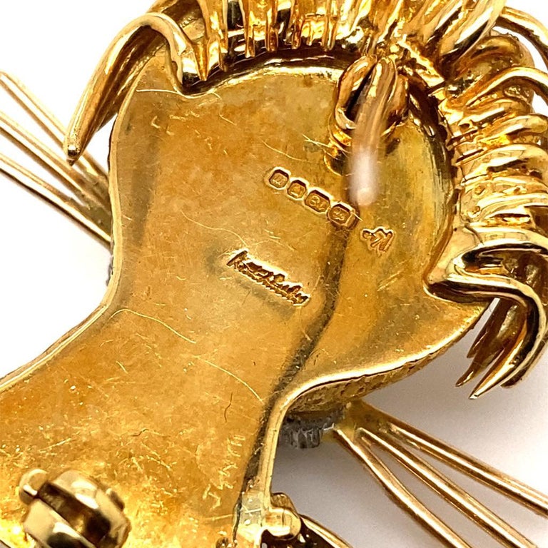 Kutchinsky 18 Karat Yellow Gold, Ruby, Emerald and Diamond Lion Brooch ...