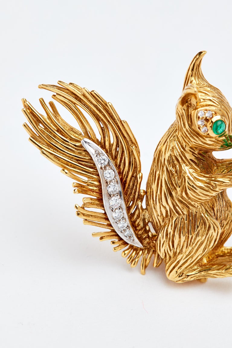 Kutchinsky 18 Karat Yellow Gold Squirrel Brooch with Diamonds and ...