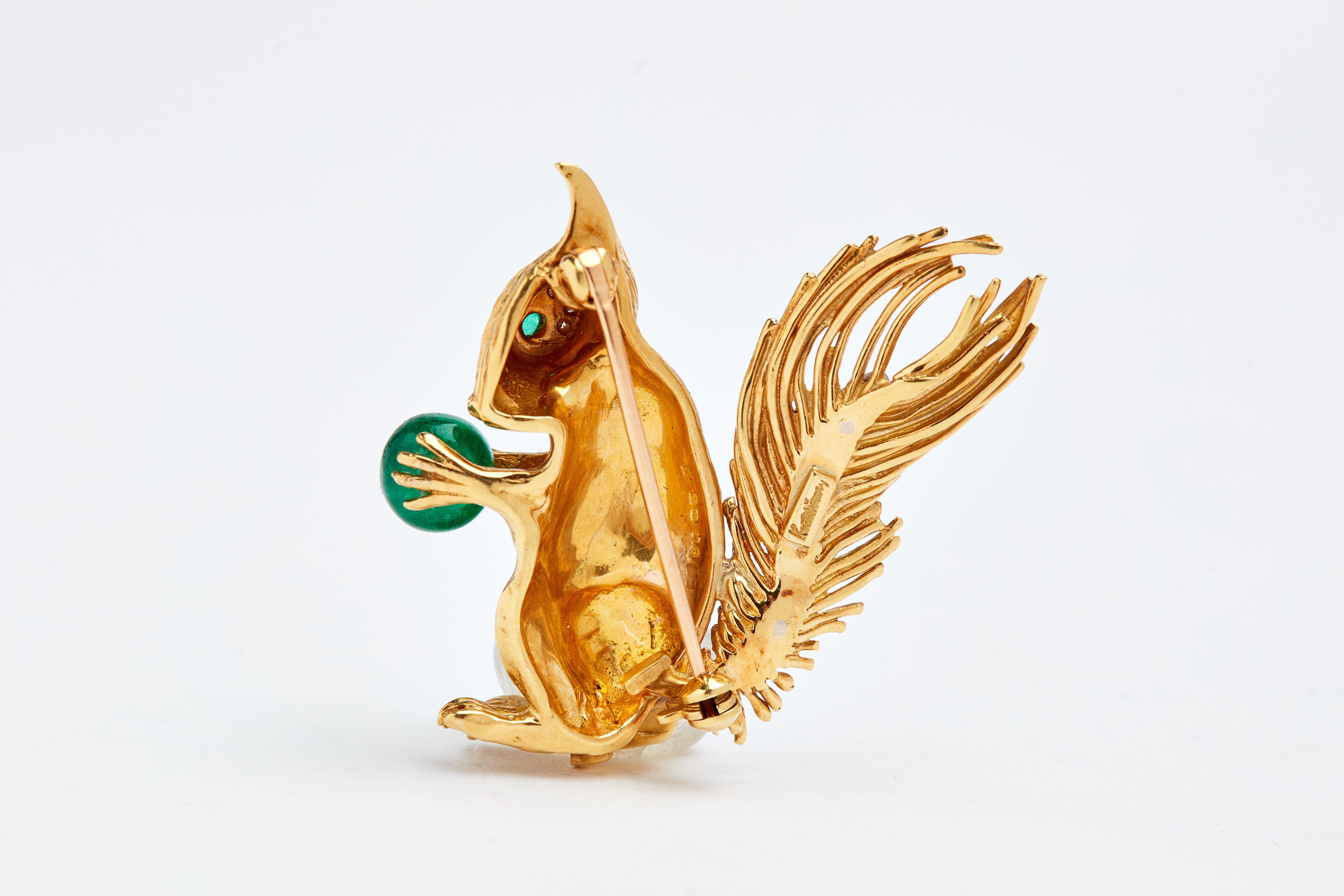 Kutchinsky 18 Karat Yellow Gold Squirrel Brooch with Diamonds and ...