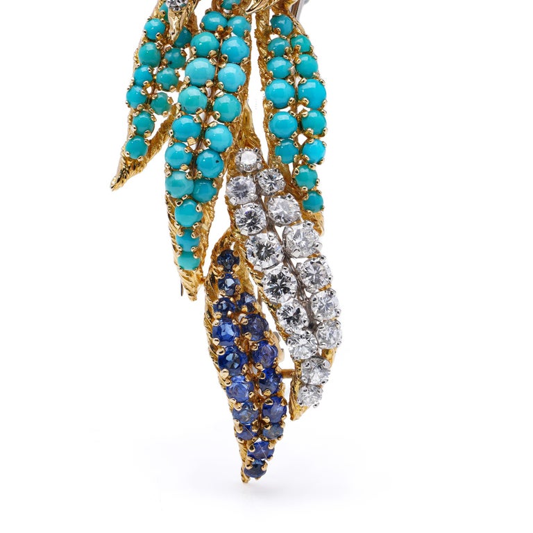 Kutchinsky 18k Yellow Gold Leaf Design Brooch For Sale at 1stDibs