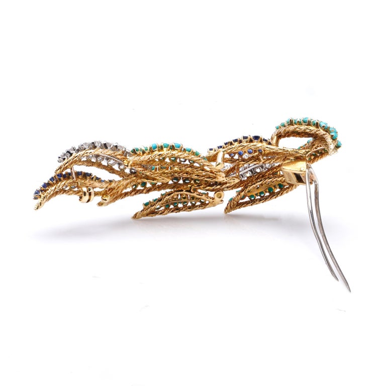 Kutchinsky 18k Yellow Gold Leaf Design Brooch For Sale at 1stDibs