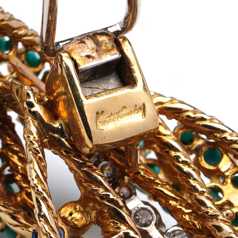 Kutchinsky 18k Yellow Gold Leaf Design Brooch For Sale at 1stDibs