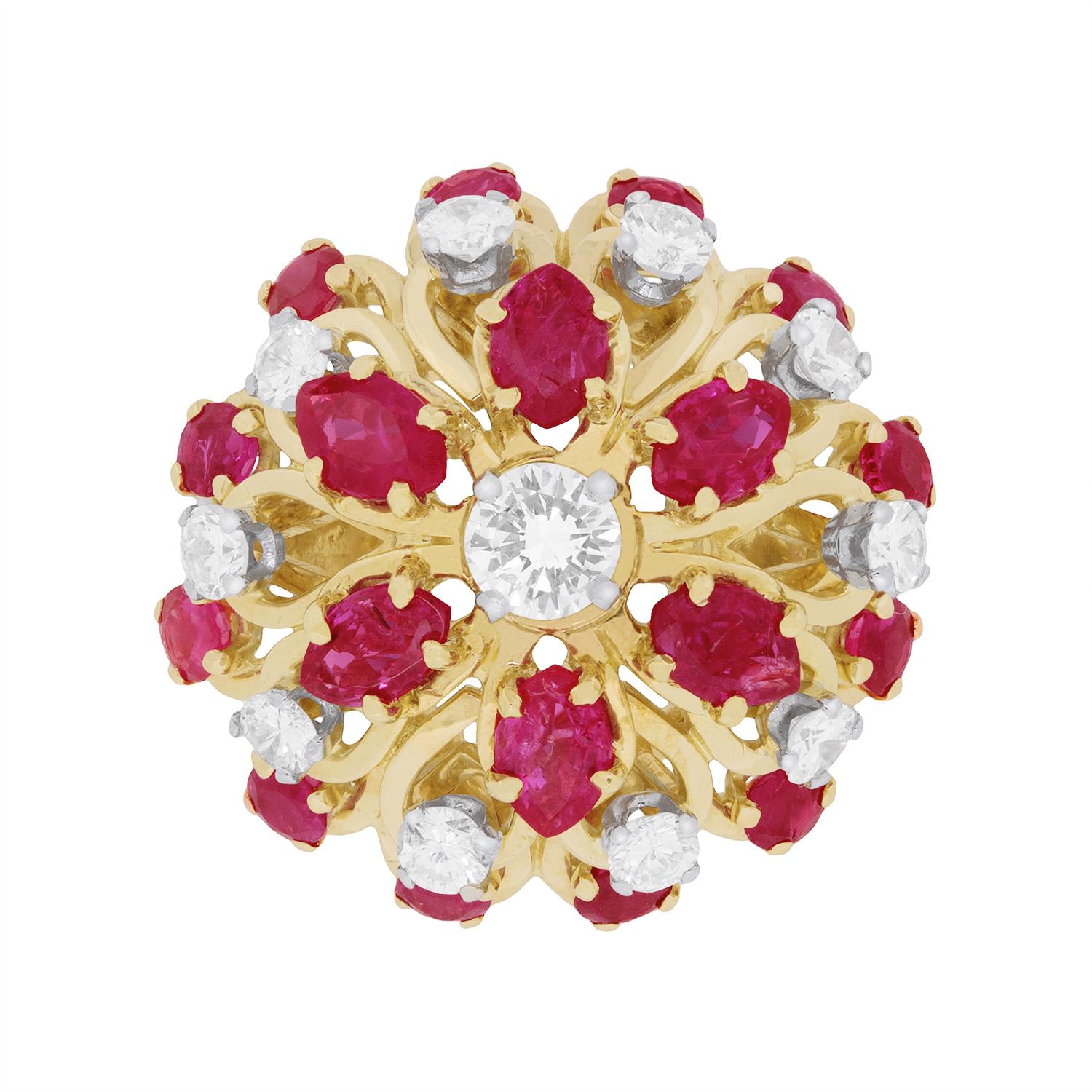 Kutchinsky Diamond and Ruby Cluster Ring, circa 1960s at 1stDibs | ruby ...