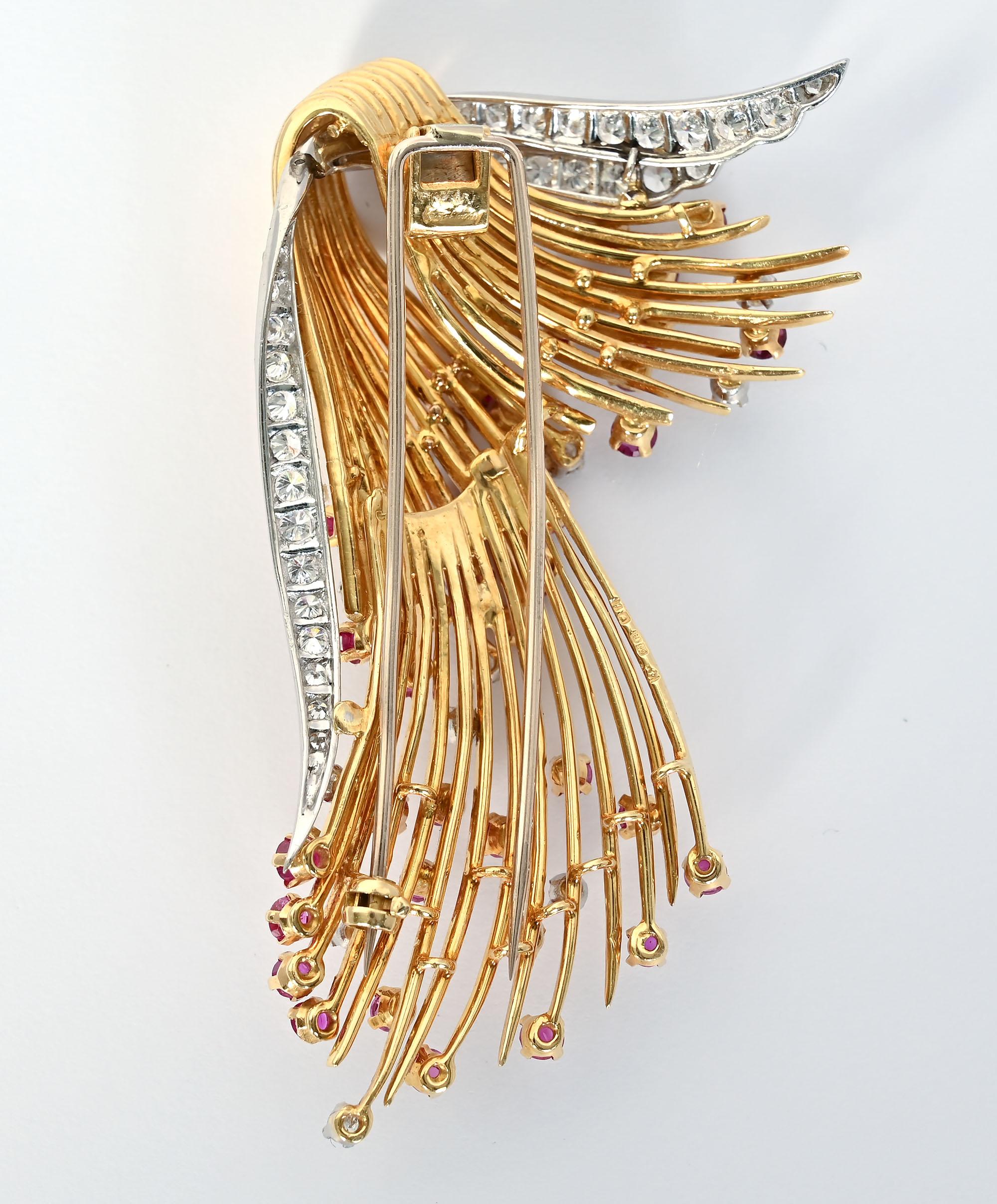 Kutchinsky Gold Spray Brooch with Diamonds and Rubies at 1stDibs ...