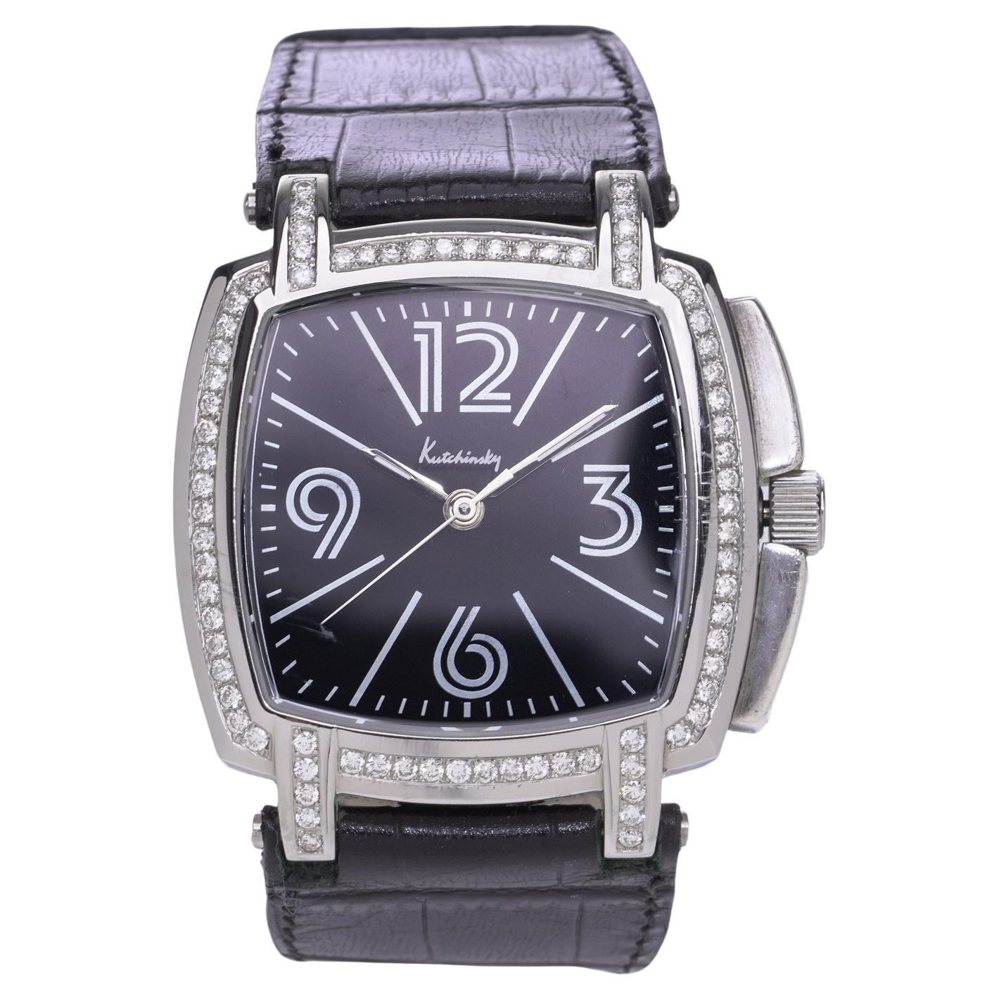 Kutchinsky Stainless Steel Diamond Chronograph Wristwatch For Sale at ...