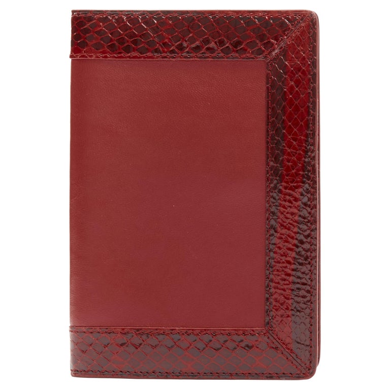 KWANPEN red glossy scaled leather trim bifold passport card holder For ...