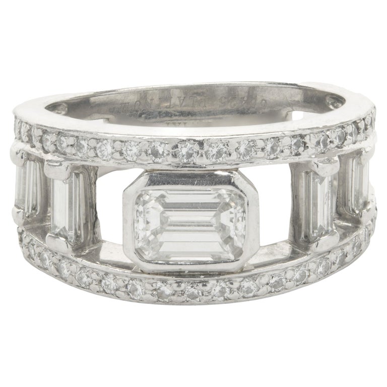 Kwiat Platinum Bezel Set Emerald Cut Diamond Cutout Fashion Ring For ...