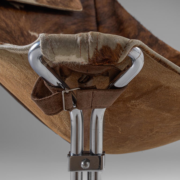 Kwok Hoi Chan ‘Buffalo’ Lounge Chair in Cow Hide and Steel For Sale at ...