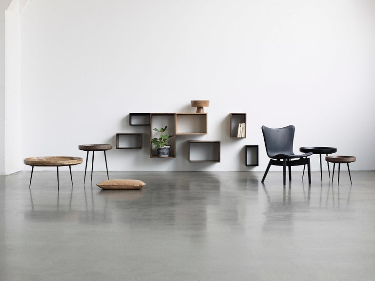 L Bowl Side or Coffee Table Mango Wood Black Stain Steel Legs by Mater ...