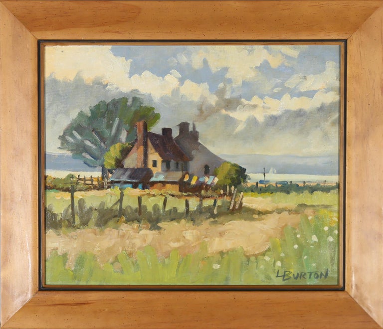 L. Burton - L. Burton - 20th Century Oil, Farmhouse on the Lake For ...