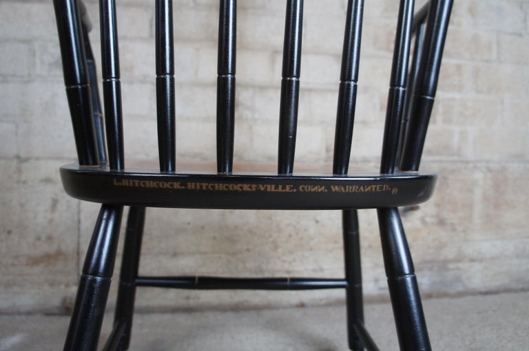 L. Hitchcock Black Harvest Stenciled Back Maple Windsor Rocking Arm ...