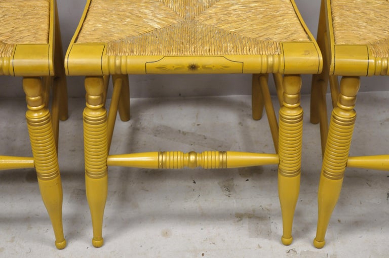 L. Hitchcock Yellow Stenciled Rush Seat Dining Side Chairs, Set of 4 at ...