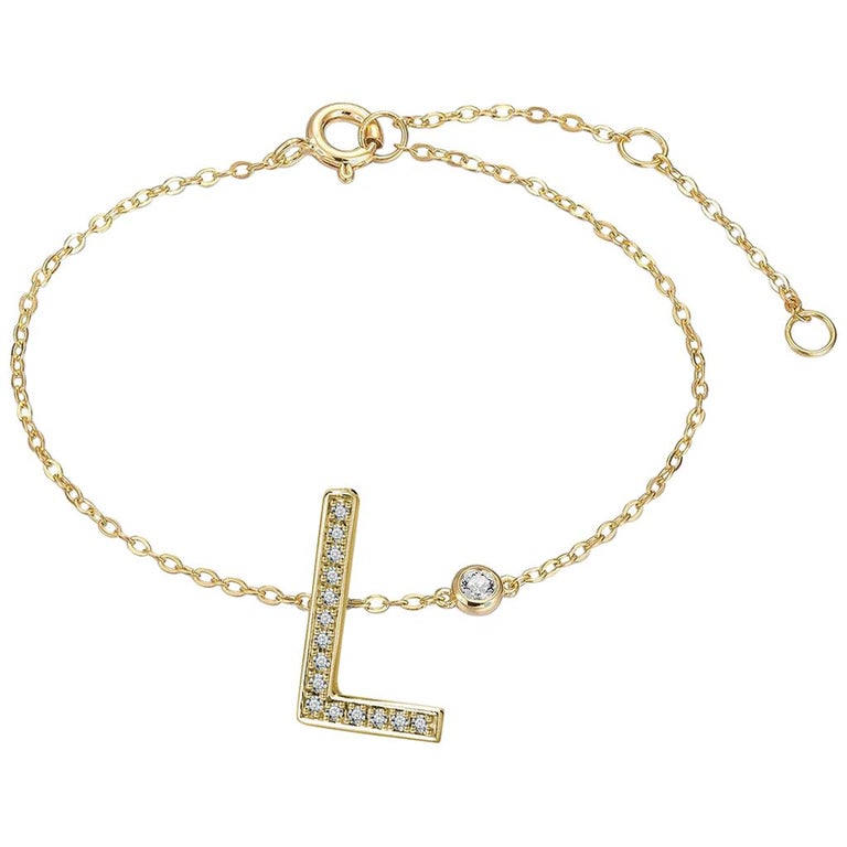 L Initial Bezel Chain Bracelet For Sale (Free Shipping) at 1stDibs