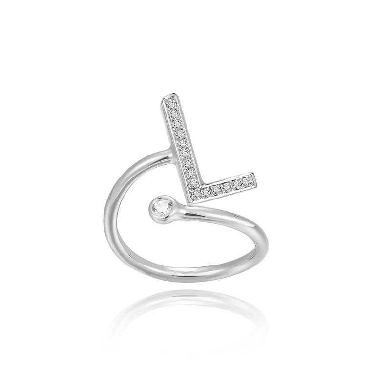 Customizable L-Initial Bezel Wire Ring For Sale at 1stDibs