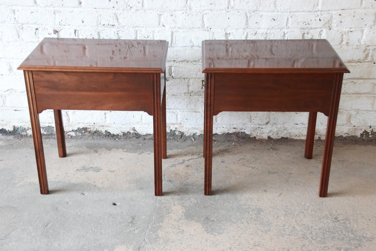 L. and J. G. Stickley Georgian Style Cherrywood Nightstands or End ...