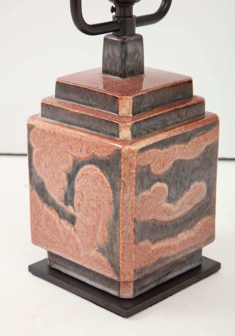 Art Deco Ceramic Table Lamp by L. Rossat for Marcel Guillard, France, c ...