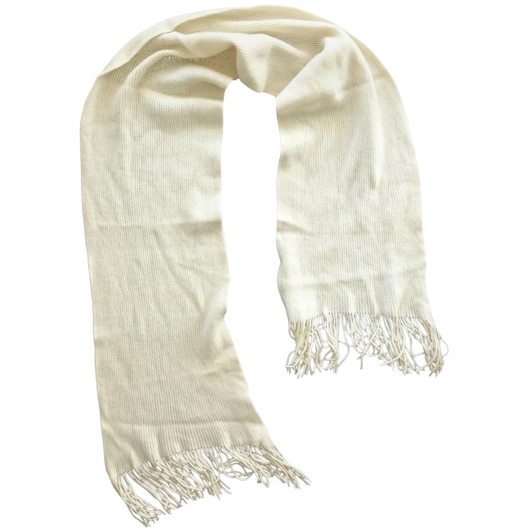 L. Stein White Cashmere Scarf For Sale at 1stDibs