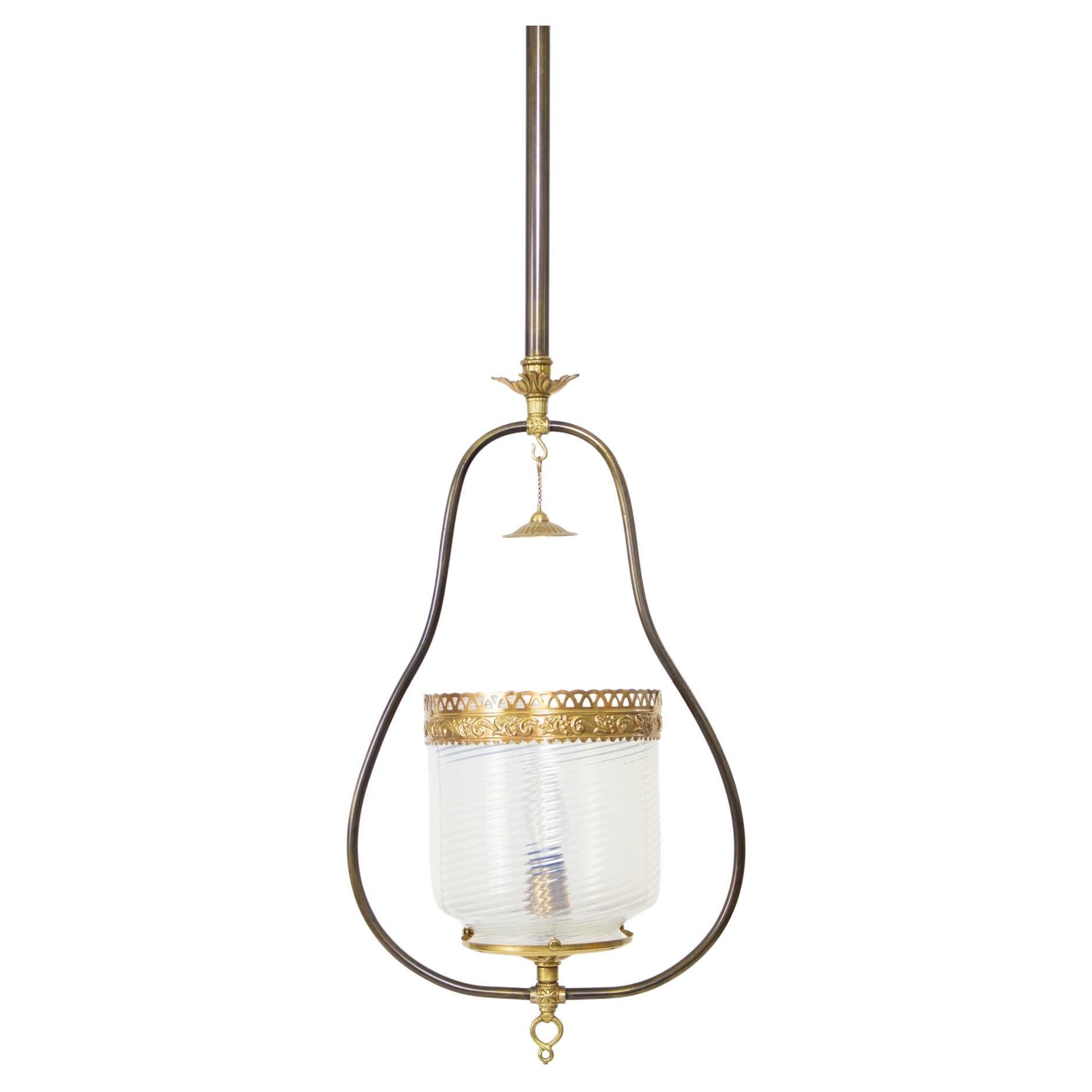 Antique Victorian Cranberry Glass and Bronze Electrified Hanging Gas ...