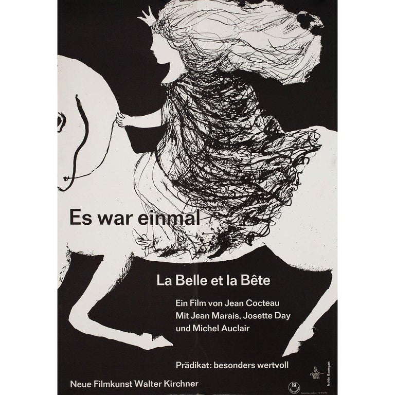 La belle et la bete R1960 German A1 Film Poster at 1stDibs