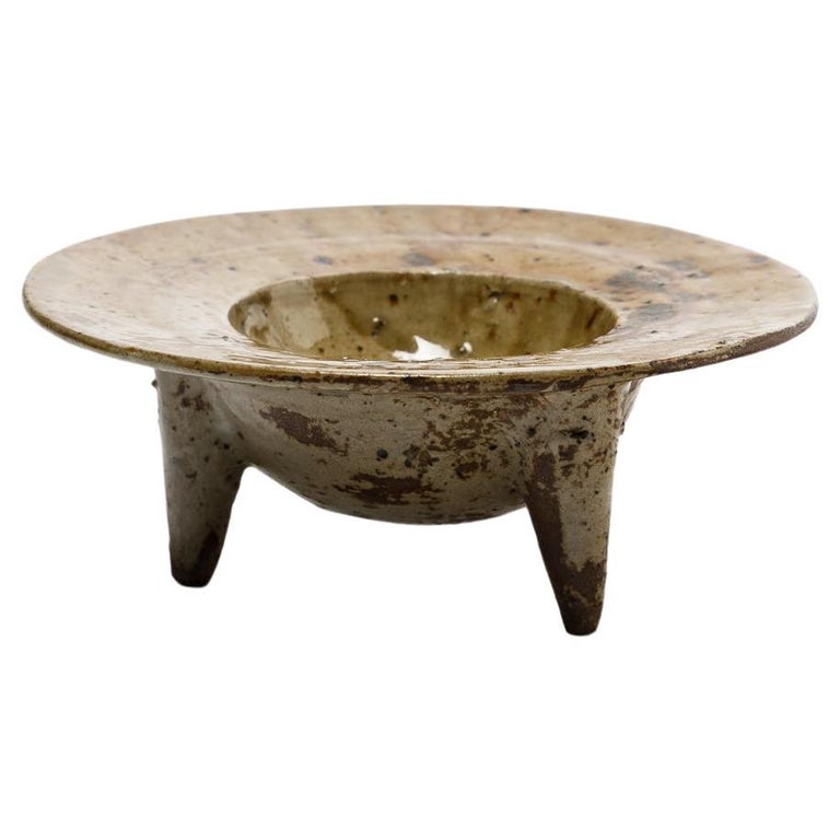 La Borne 1970 Brown Stoneware Ceramic Dish or Ashtray Signed JL Design ...