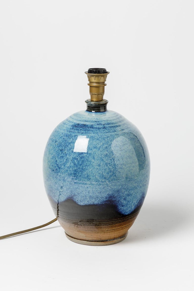 La Borne Blue Stoneware Ceramic Table Lamp Unique Handmade Piece, circa ...